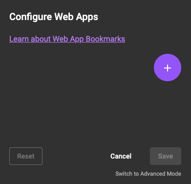 Web Apps Bookmark Configuration